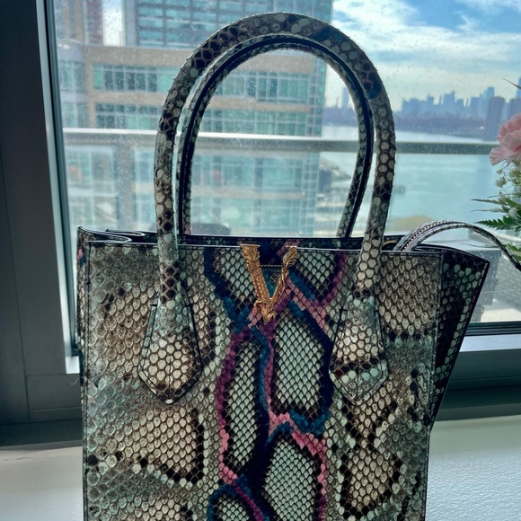 Versace | Bags | Versace Virtus Snake Print Python Lether Multicolour ...